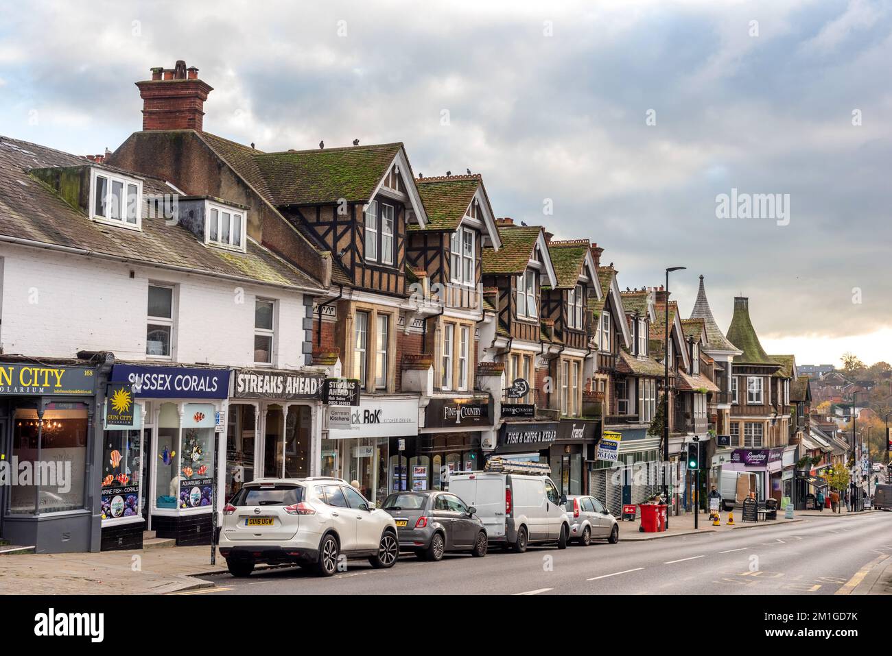Uckfield, December 1st 2022: The High Street in the town centre Stock ...