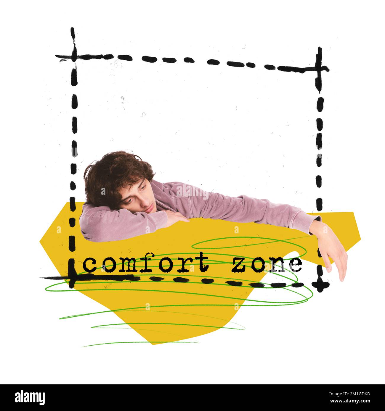 Contemporary art collage. Conceptual design. Desperate young boy ...