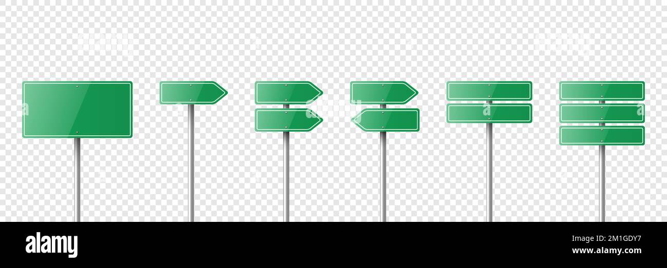 Vector Green Warning, Danger Stop Sign Frame Icon Set Isolated ...