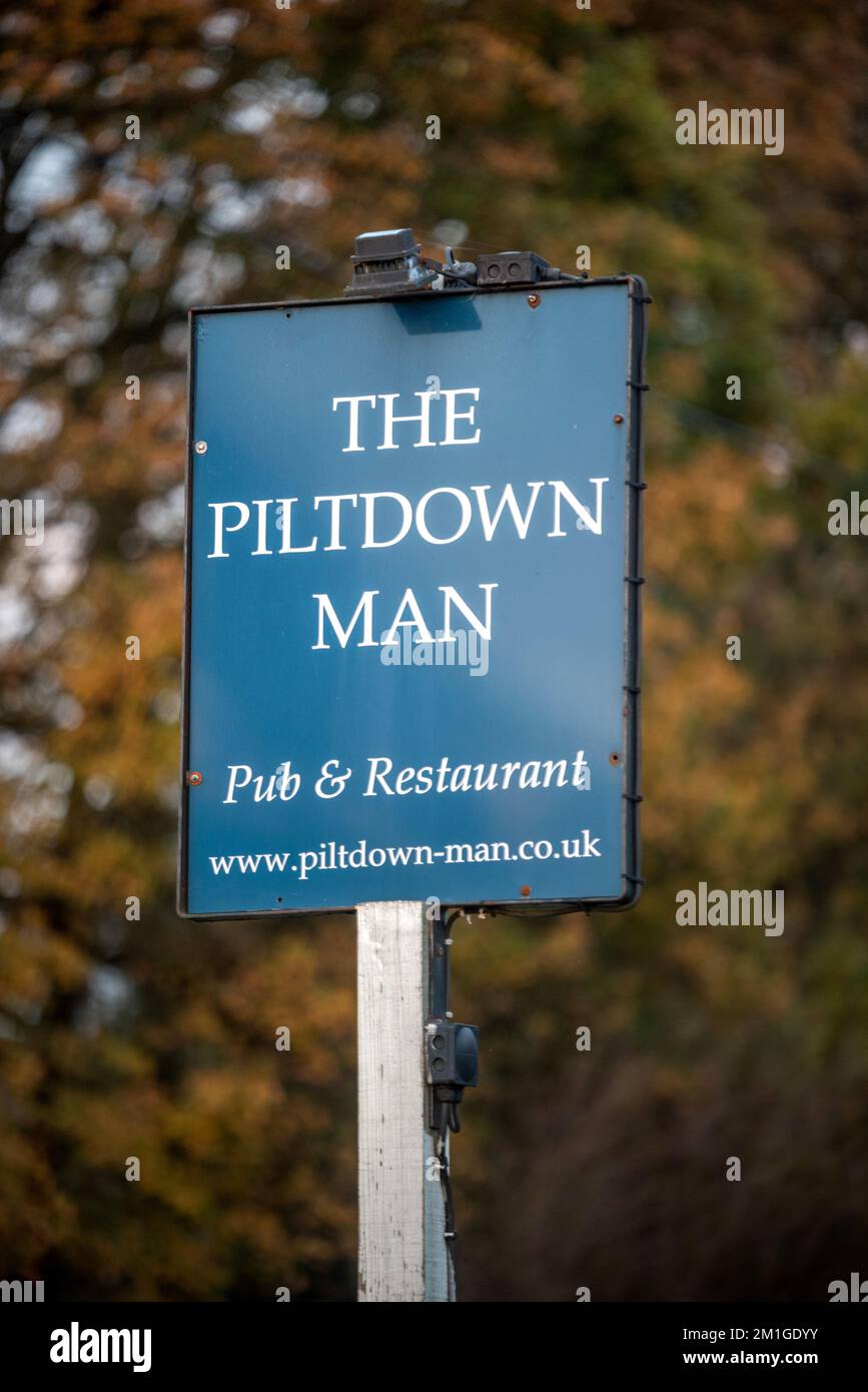 Uckfield, December 1st 2022: The Piltdown Man pub in Piltdown Stock ...