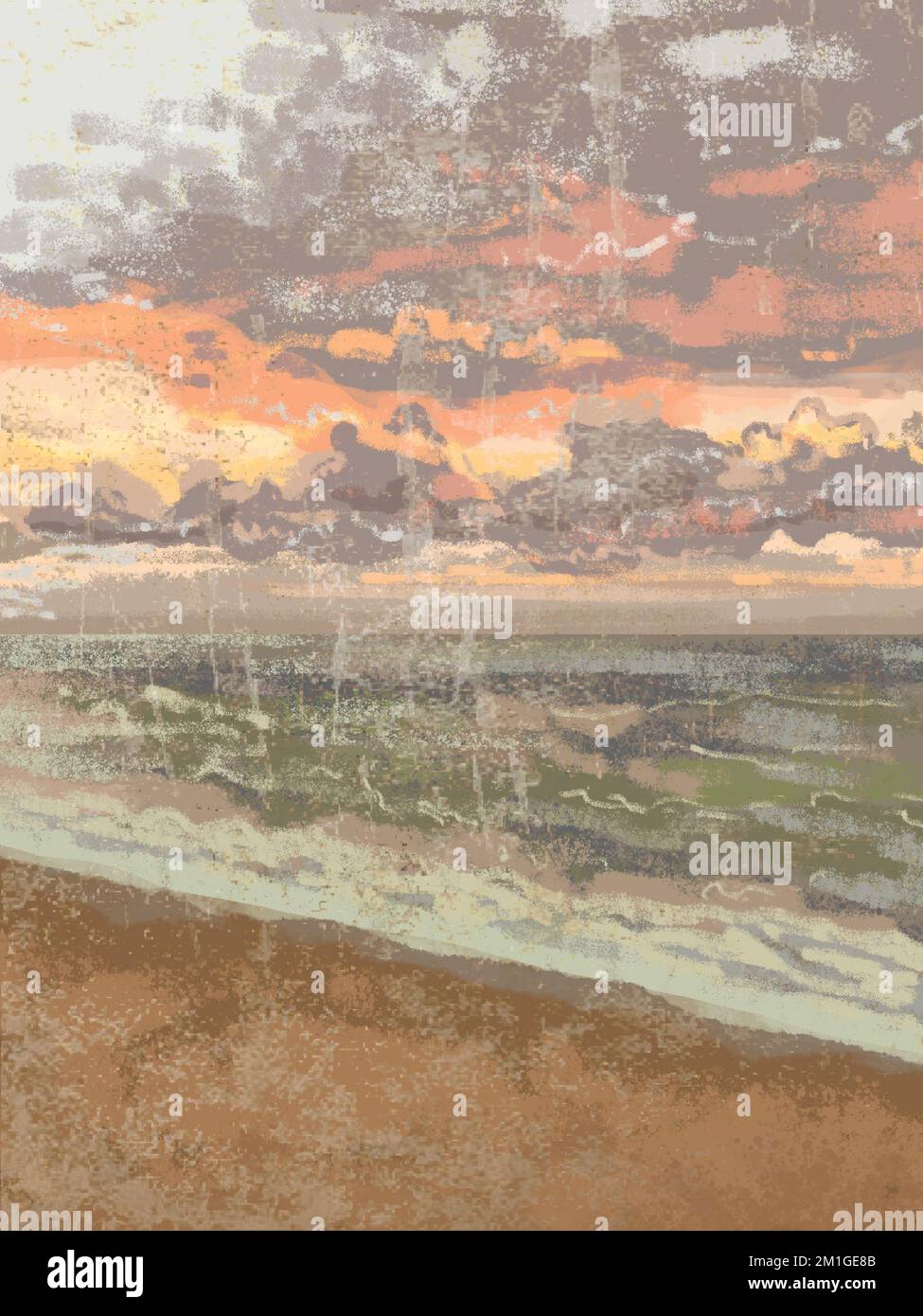 Modern Boho Sea Beach with Waves Art Print. Abstract Minimal Background ...