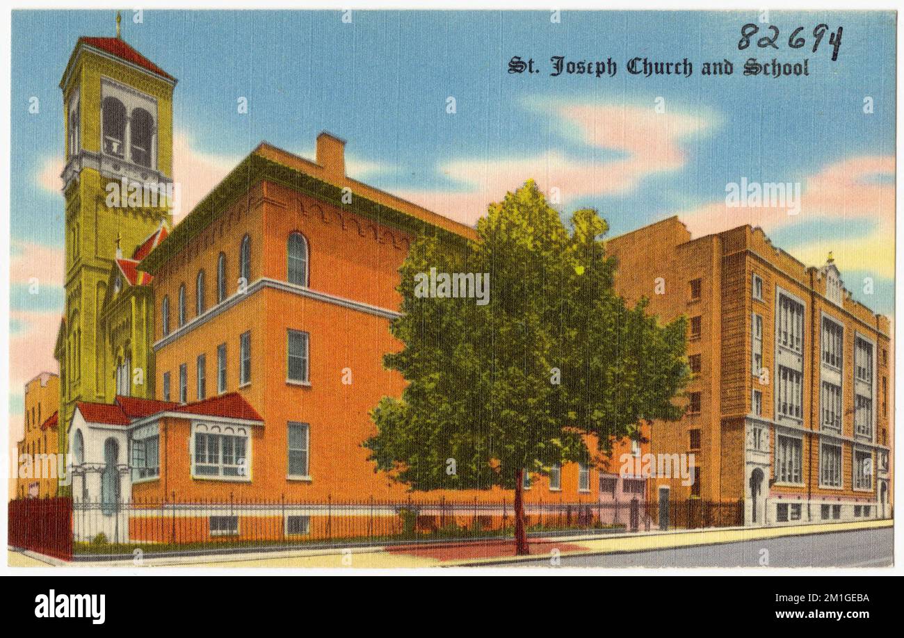 St. Joseph Church and school , Churches, Schools, Tichnor Brothers ...