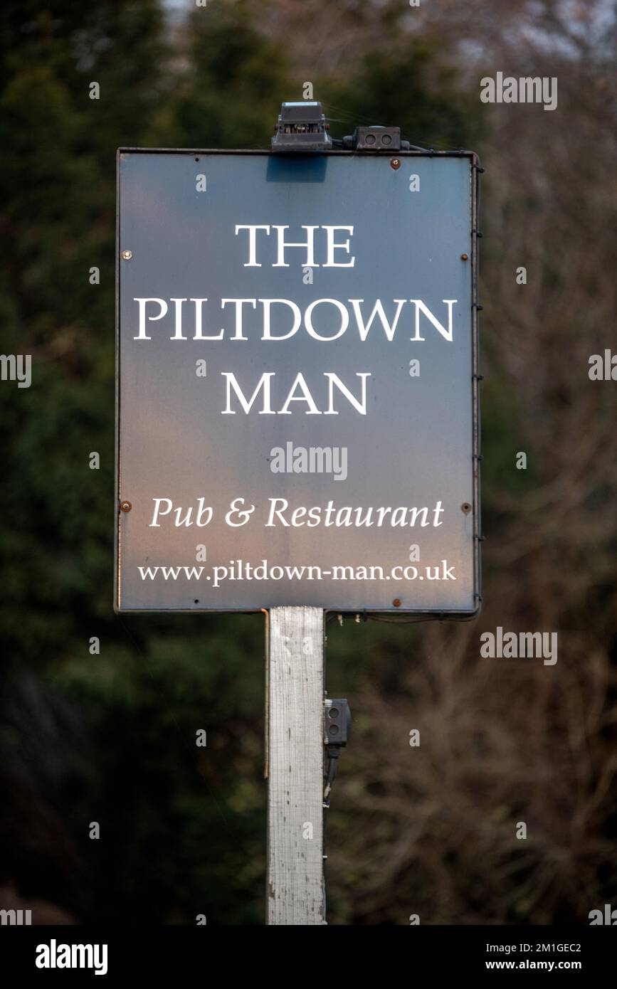 Uckfield, December 1st 2022: The Piltdown Man pub in Piltdown Stock ...