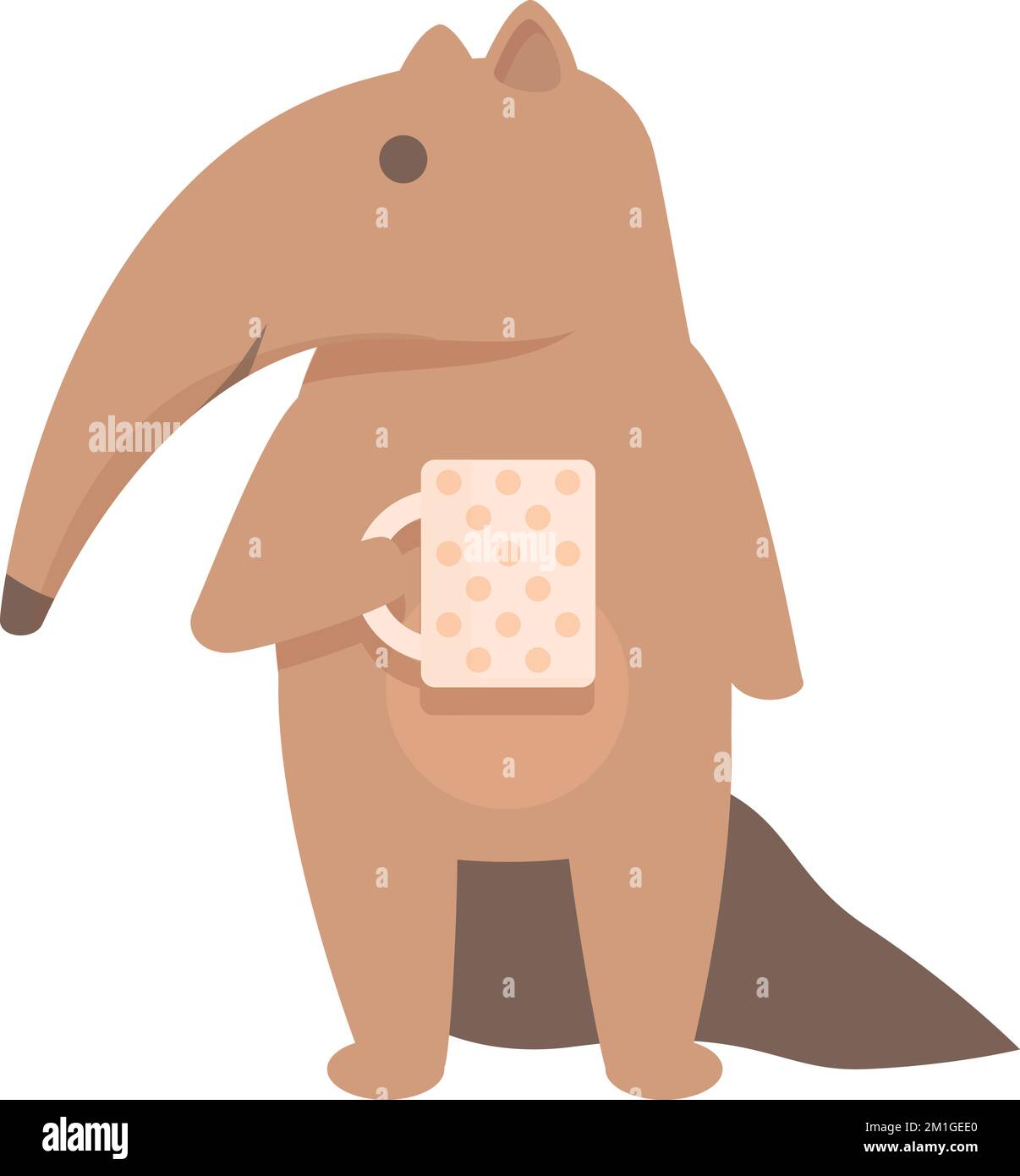 Anteater drink mug tea icon cartoon vector. Zoo animal. Cute mammal ...