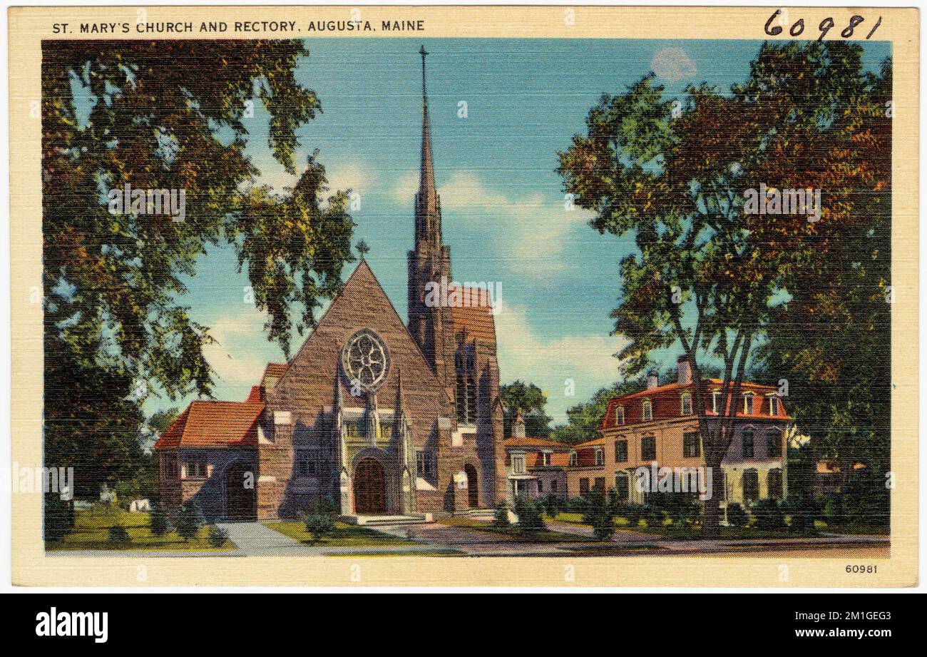 St. Mary's Church and rectory, Augusta, Maine , Churches, Tichnor ...