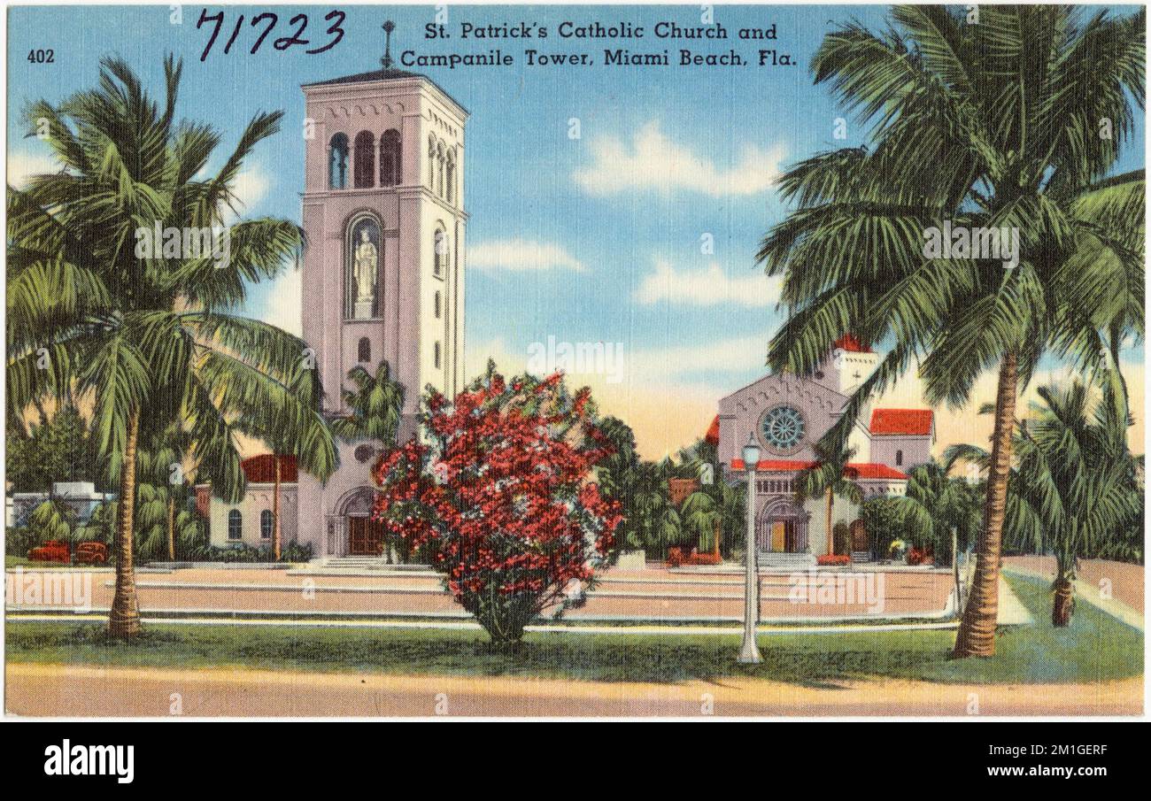 St. Patrick's Catholic Church and Campanile tower, Miami Beach, Florida ...