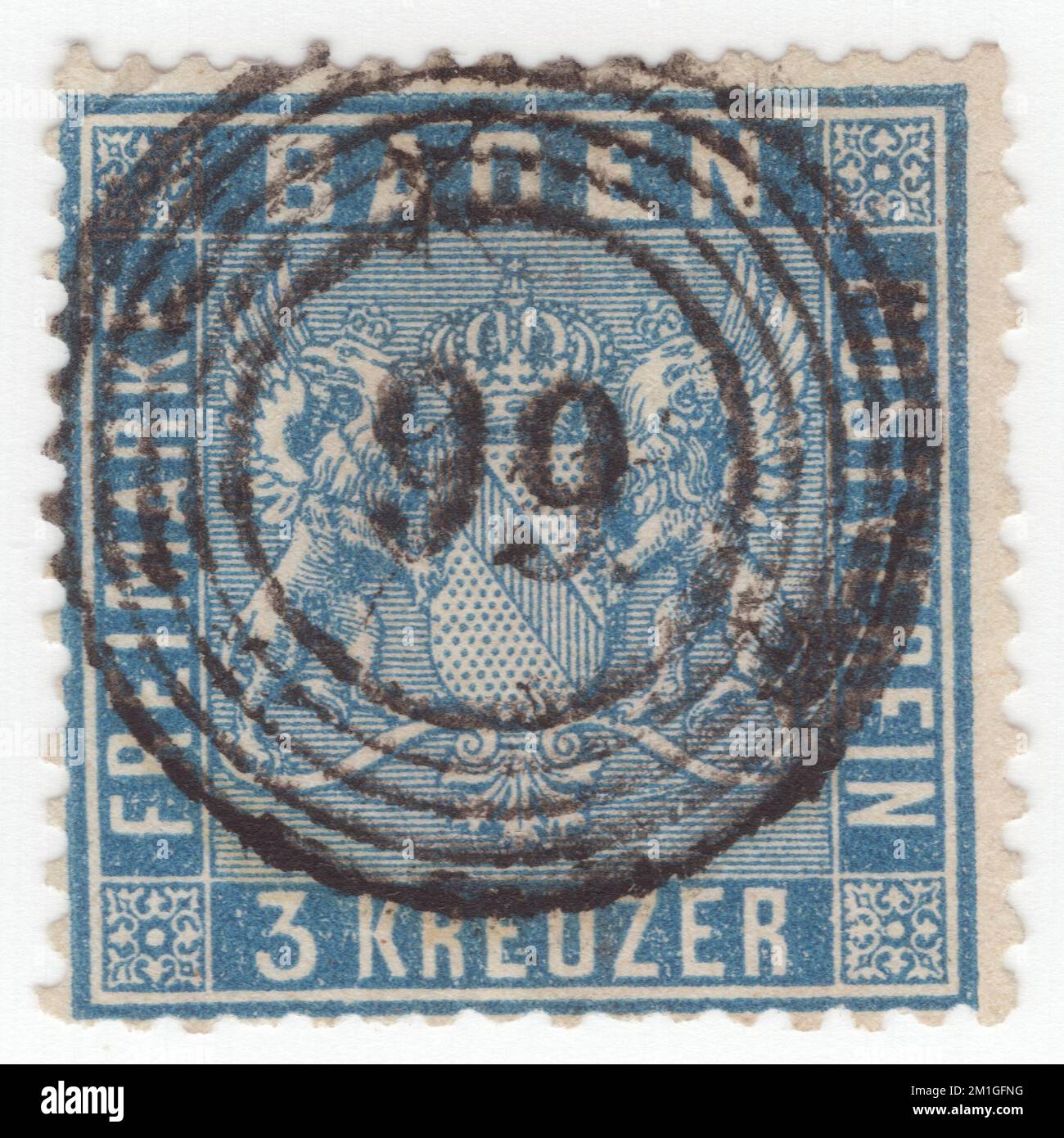 BADEN (One of the German states) — CIRCA 1861: original old and rare 3 ...