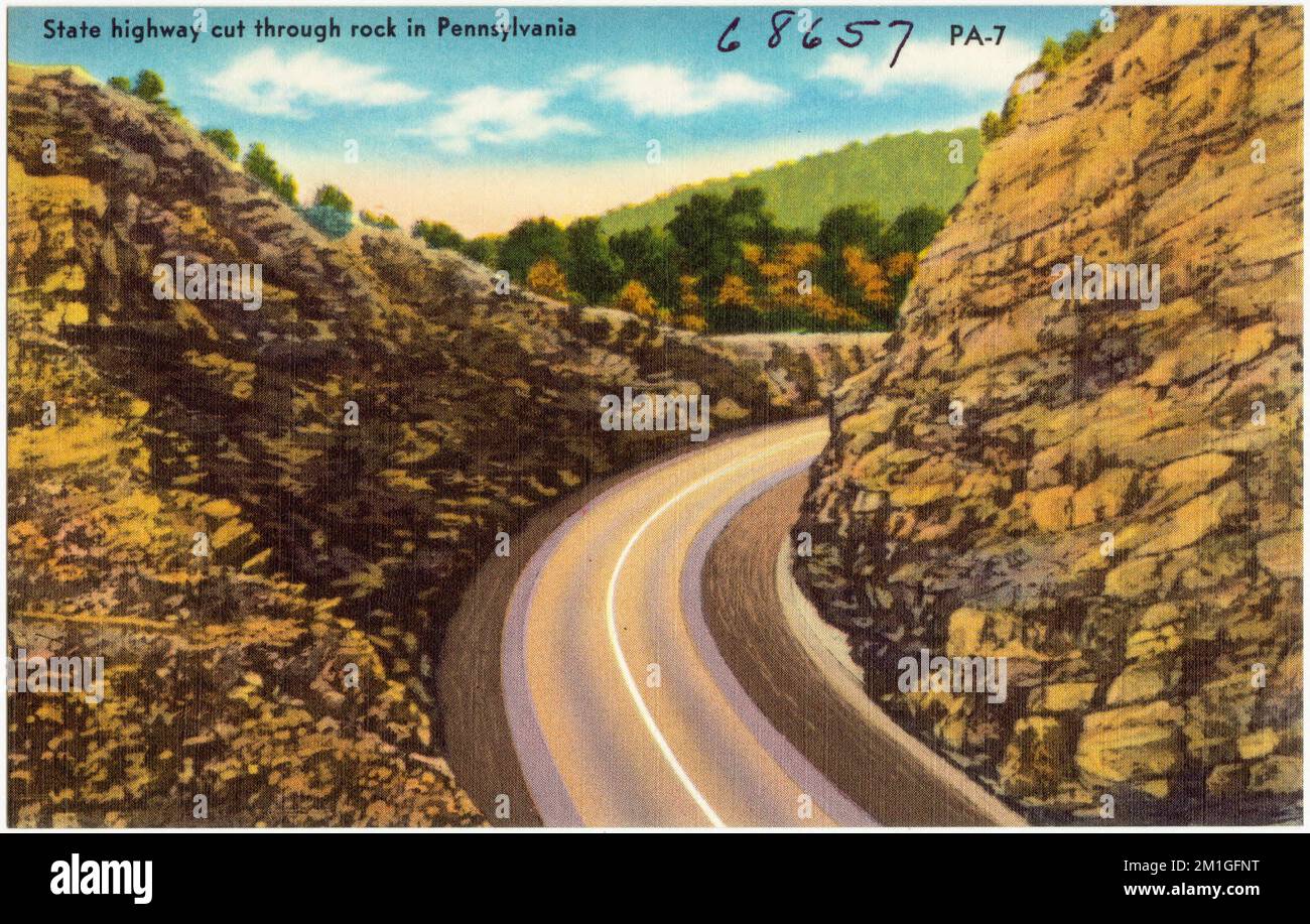 State highway cut through rock in Pennsylvania , Roads, Tichnor ...