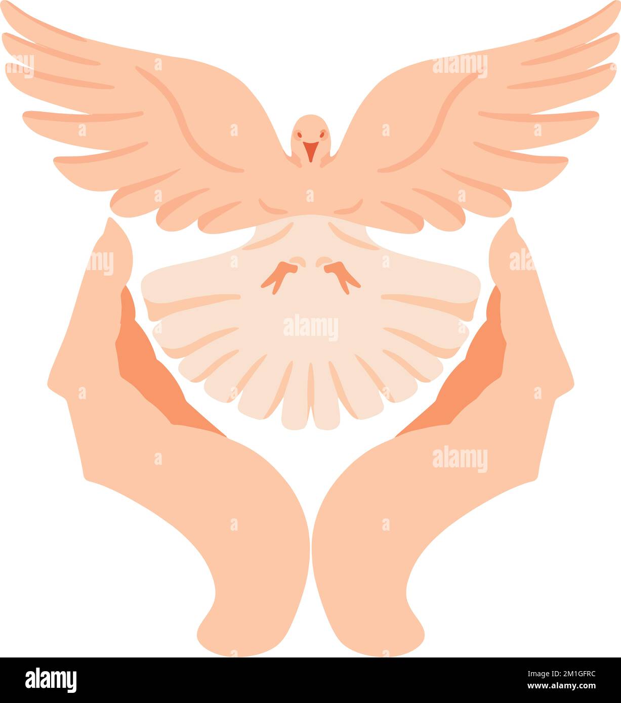 Dove bird carrying olive branch in beak as a peace symbol. Vector logo ...