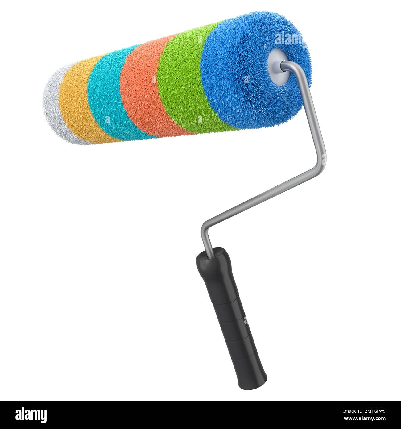 Paint roller for painting walls and renovating apartment on white ...