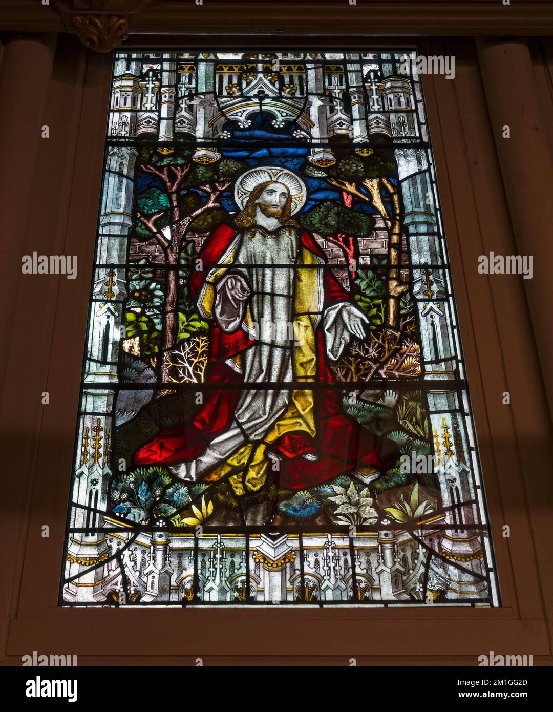 Stained glass window in St Thomas church, Newcastle upon Tyne, UK with ...