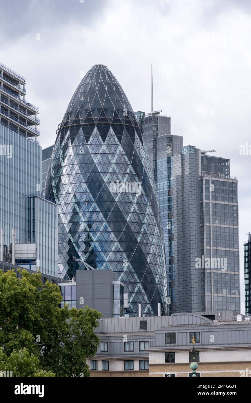 30 St Mary Axe also known as the Gherkin building in London Stock Photo ...