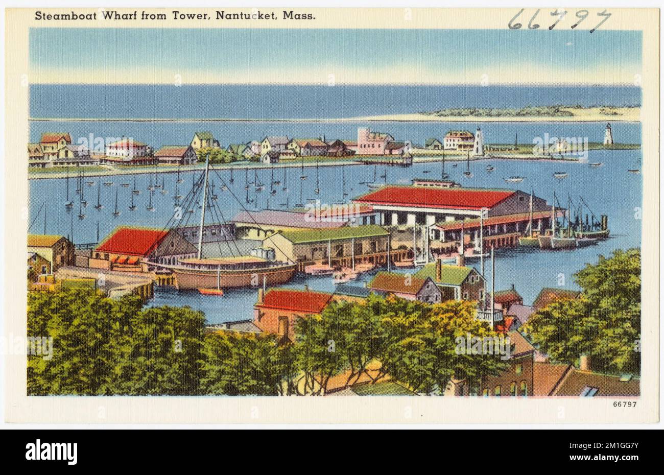 Steamboat Wharf from tower, Nantucket, Mass. , Steamboats, Piers ...