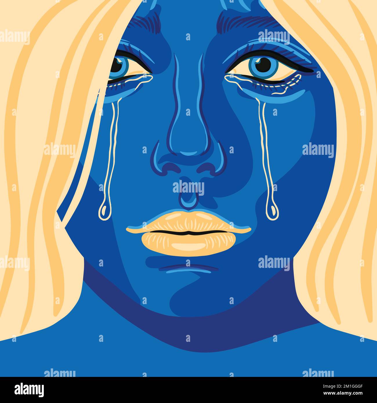 Make peace Poster. Sad Ukrainian woman is crying. Conceptual idea ...