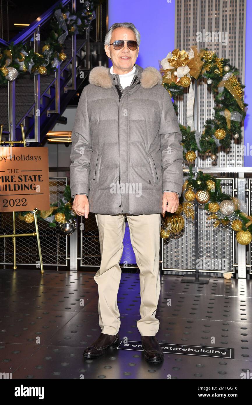 Italian tenor Andrea Bocelli participates in the ceremonial lighting of ...