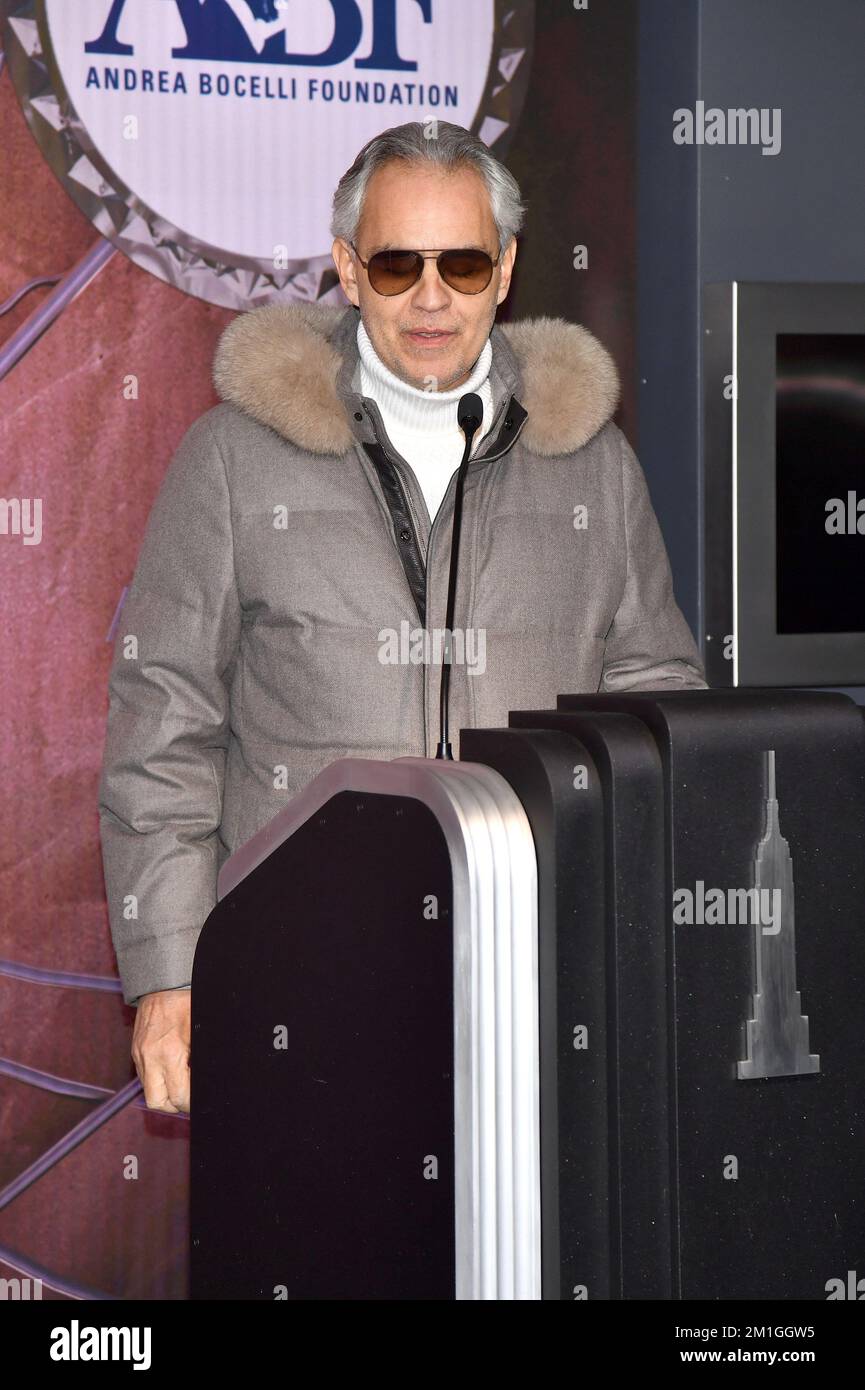New York, USA. 12th Dec, 2022. Italian tenor Andrea Bocelli ...