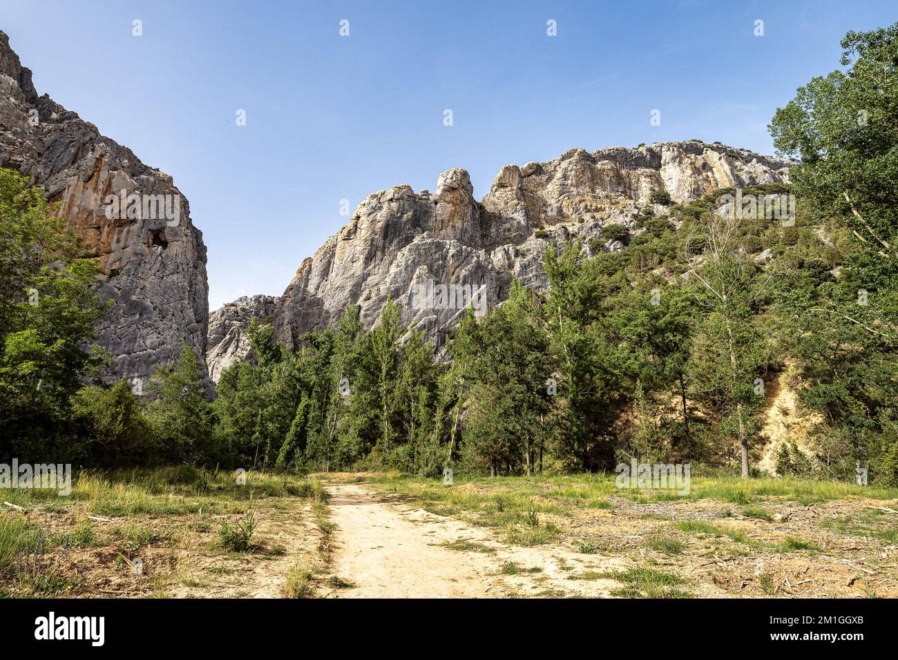 La Yecla Gorge, Burgos Province, Spain. It is a deep and narrow gorge ...