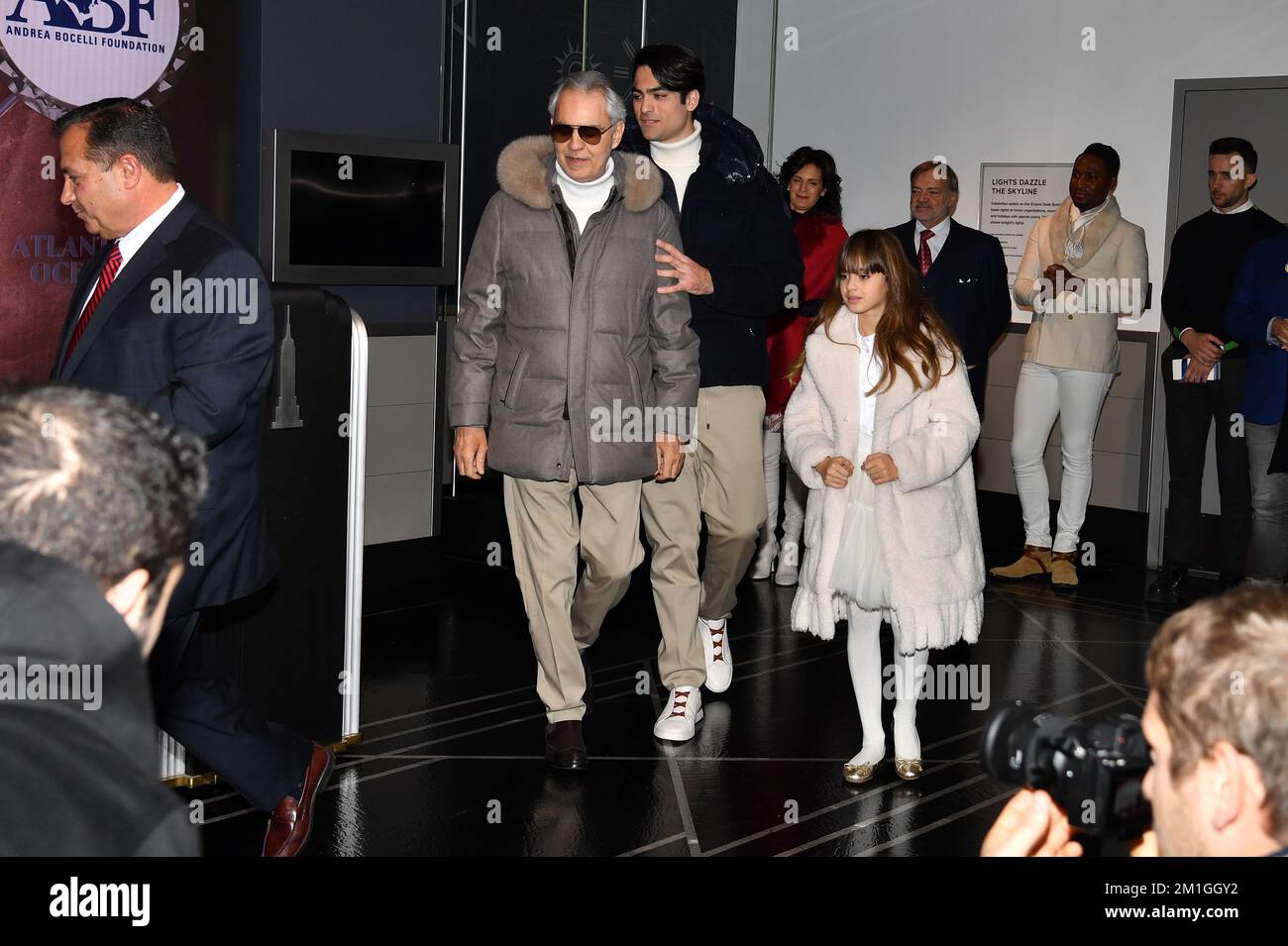 New York, USA. 12th Dec, 2022. Italian tenor Andrea Bocelli (l), and ...