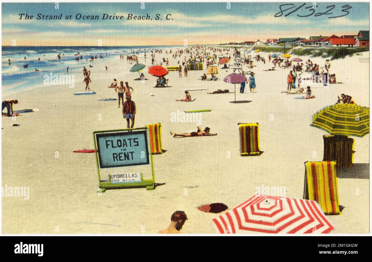 The strand at Ocean Drive Beach, S. C. , Beaches, Tichnor Brothers ...