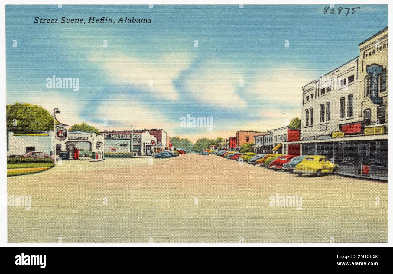 Street scene, Heflin, Alabama , Cities & towns, Tichnor Brothers ...