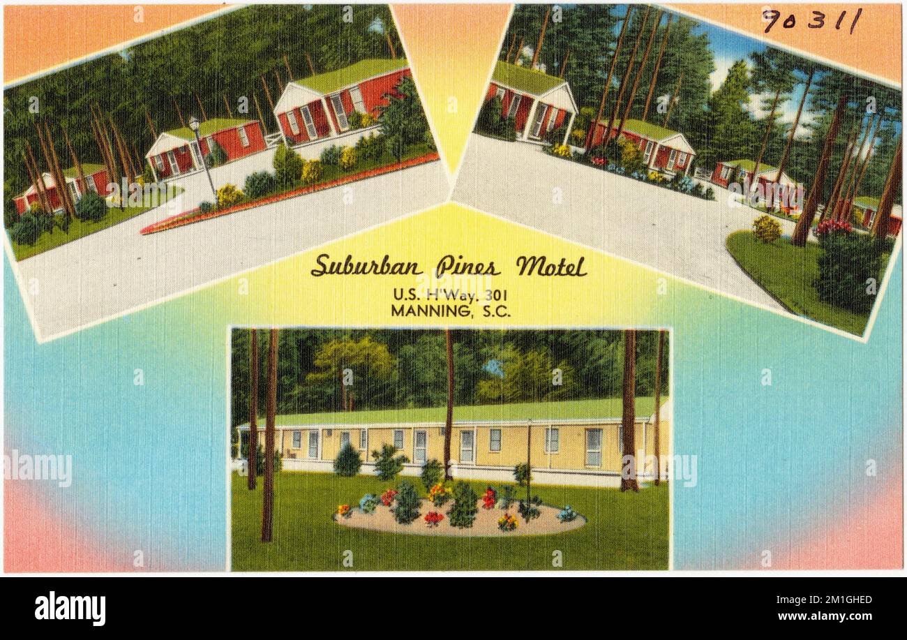 Suburban Pines Motel, U.S. H'Way. 301, Manning, S. C. , Motels, Tichnor ...