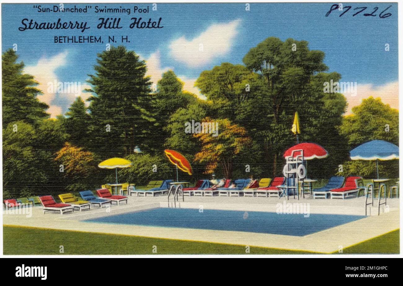 'Sun-drenched' swimming pool, Strawberry Hill Hotel, Bethlehem, N.H ...