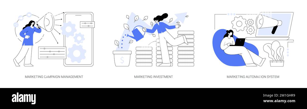 Marketing campaign management abstract concept vector illustrations ...