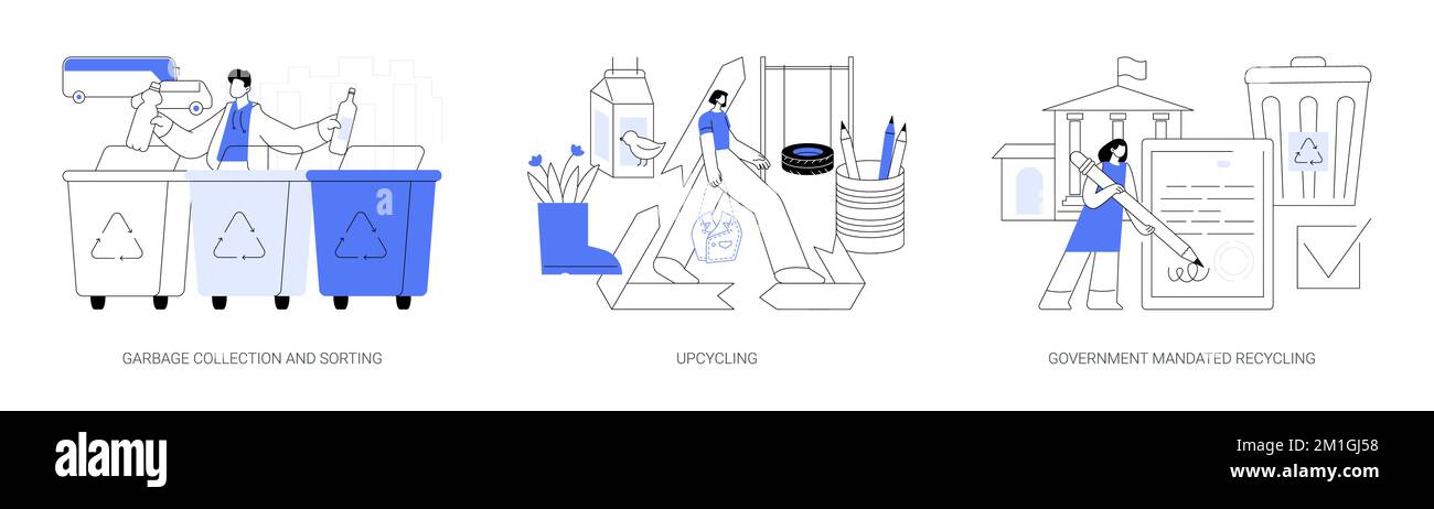 Waste collection and recycling problems abstract concept vector ...