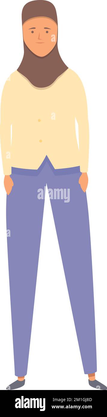 Muslim suit icon cartoon vector. Fashion hijab. Female cloth Stock ...