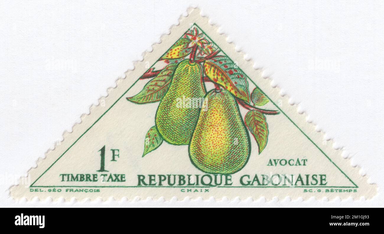 GABON - 1962 December 10: An 1 franc multicolored postage due stamp ...