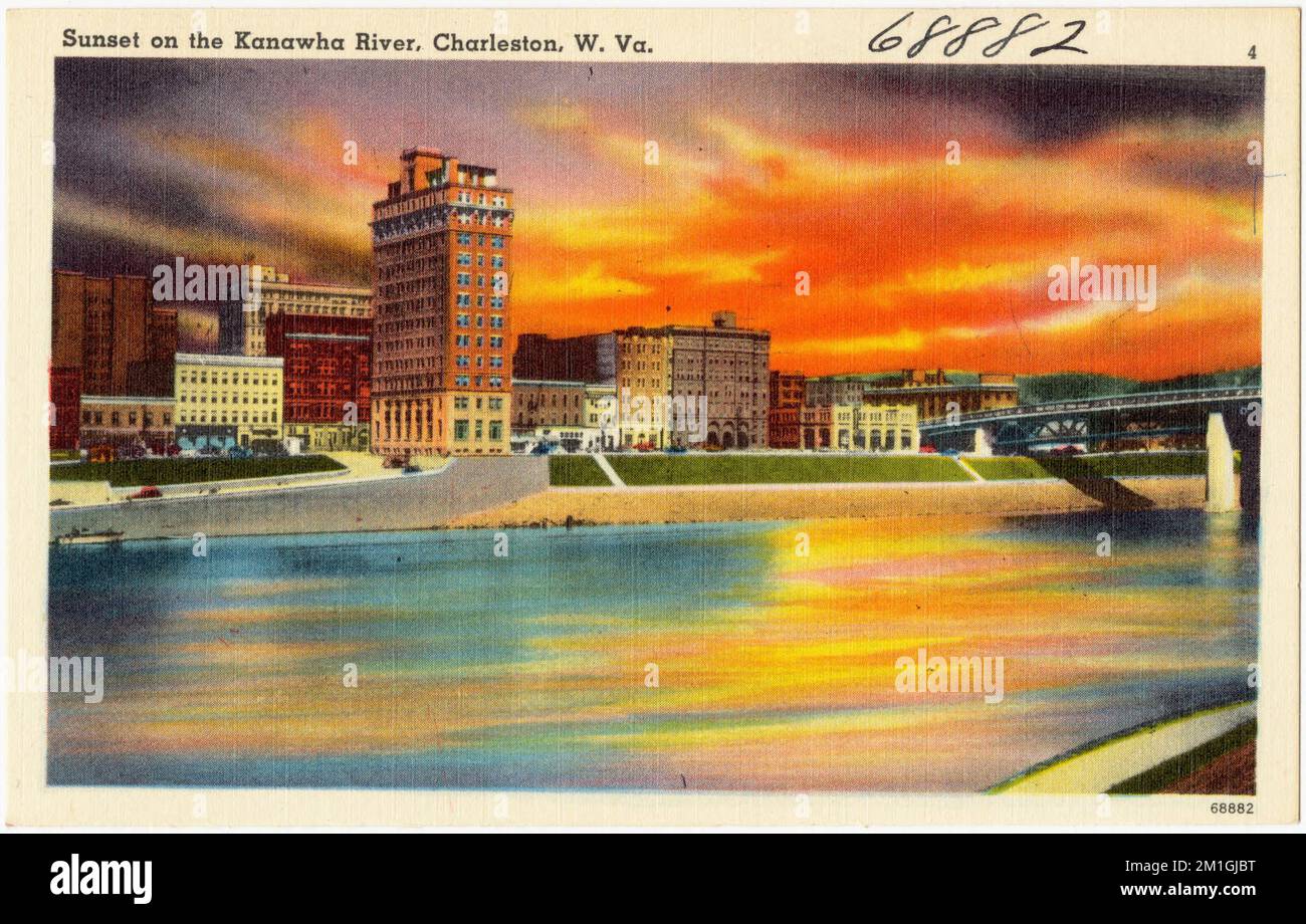 Sunset on the Kanawha River, Charleston, W. Va. , Rivers, Cities ...