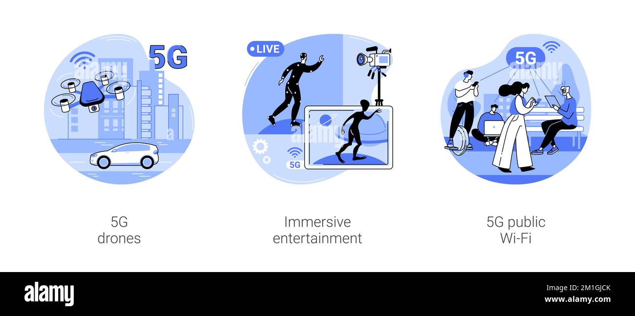 5G use cases isolated cartoon vector illustrations se Stock Vector ...