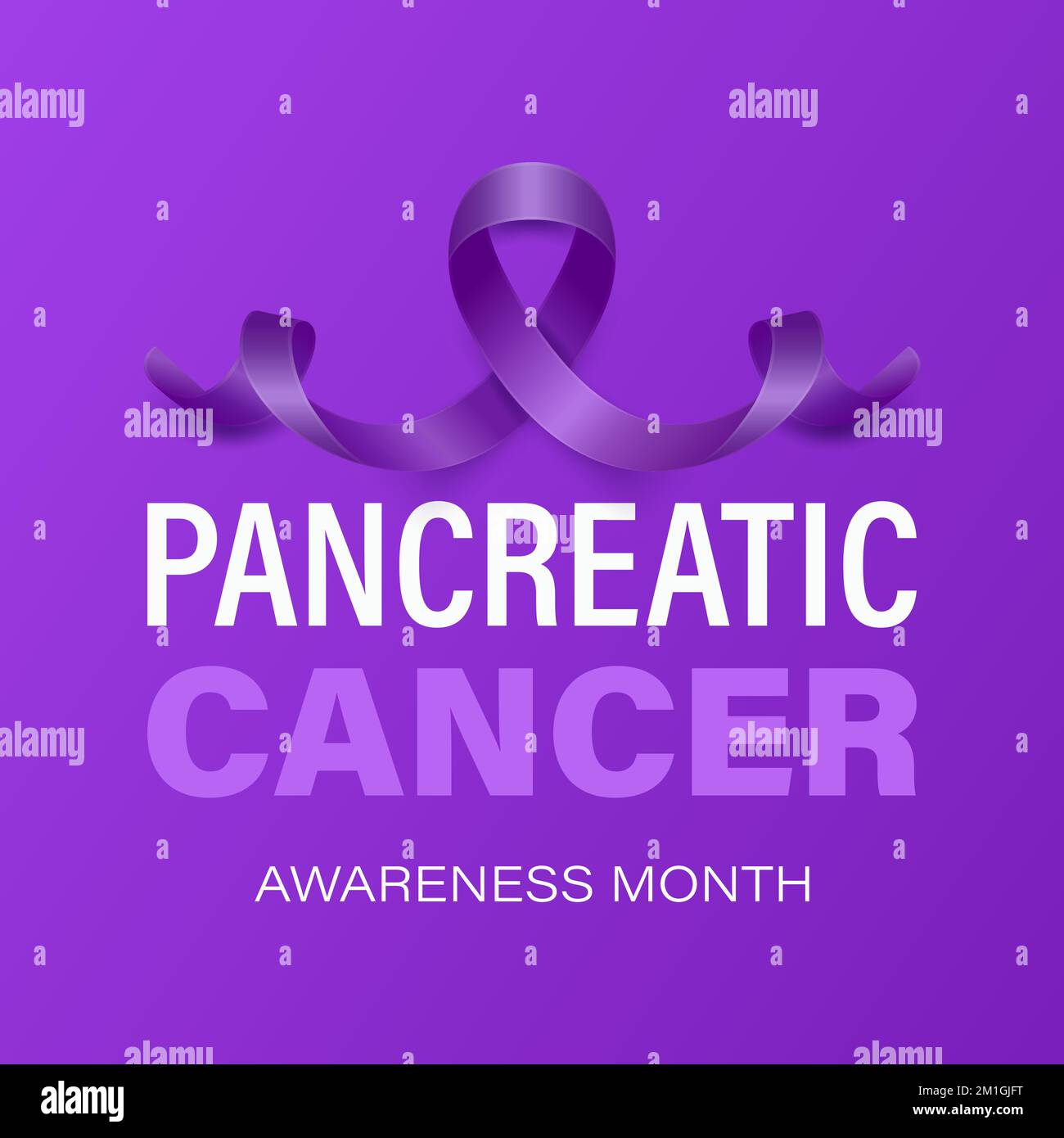 Pancreatic Cancer Banner, Card, Placard with Vector 3d Realistic Purple ...