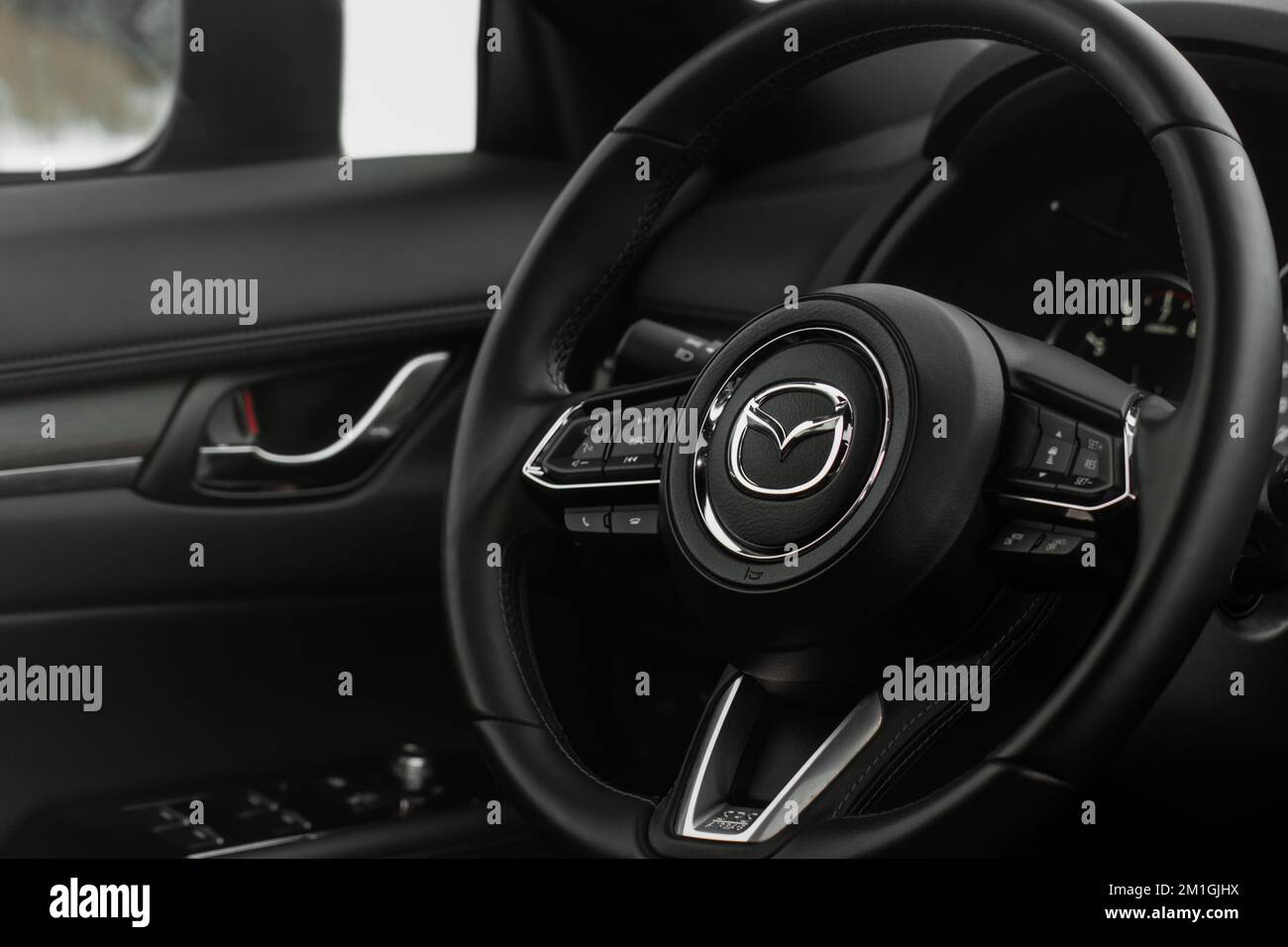 MOSCOW, RUSSIA - JANUARY 22, 2022. Mazda CX5 (KF) skyactive steering ...