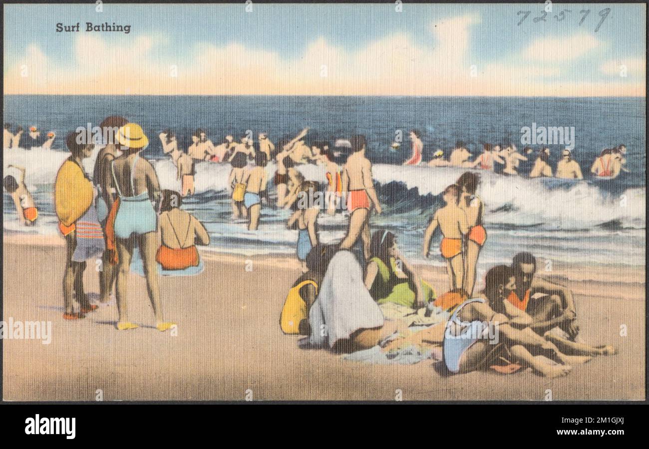 Surf bathing , Beaches, Tichnor Brothers Collection, postcards of the ...