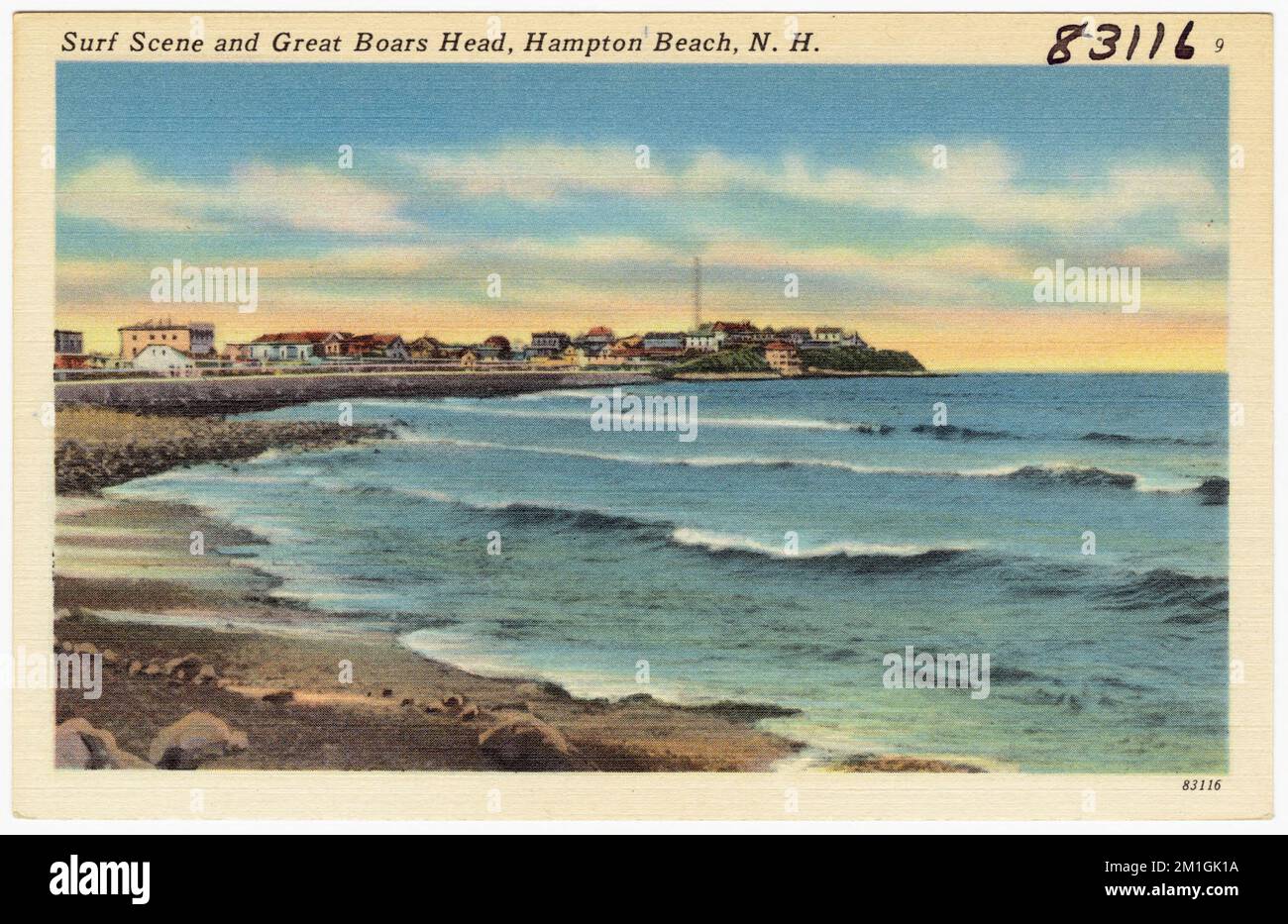 Surf scene and Great Boars Head, Hampton Beach, N.H. , Seas, Tichnor ...