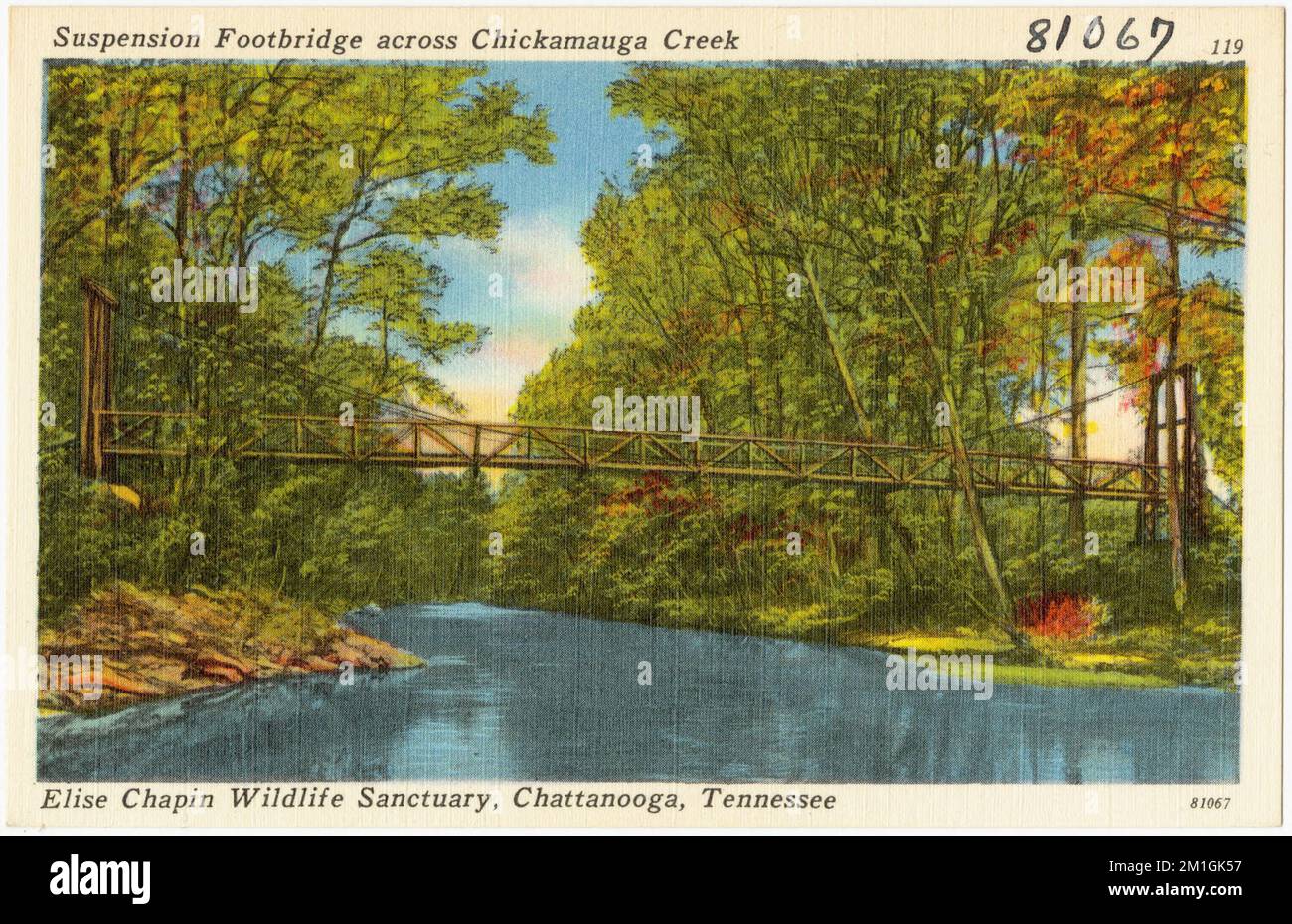 Suspension footbridge across Chickamauga Creek, Elise Chapin Wildlife ...