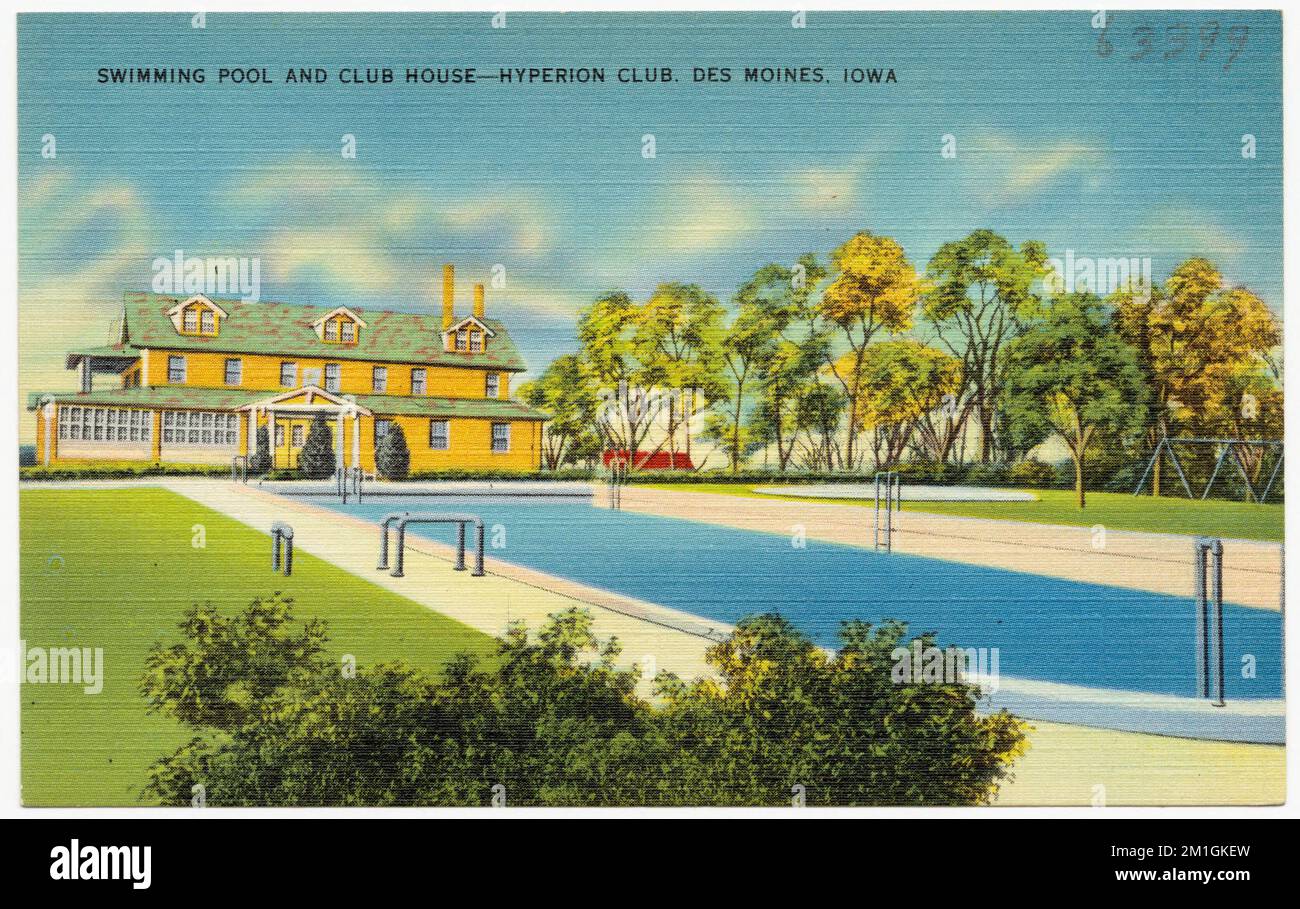 Swimming Pool and Club House -- Hyperion Club, Des Moines, Iowa ...