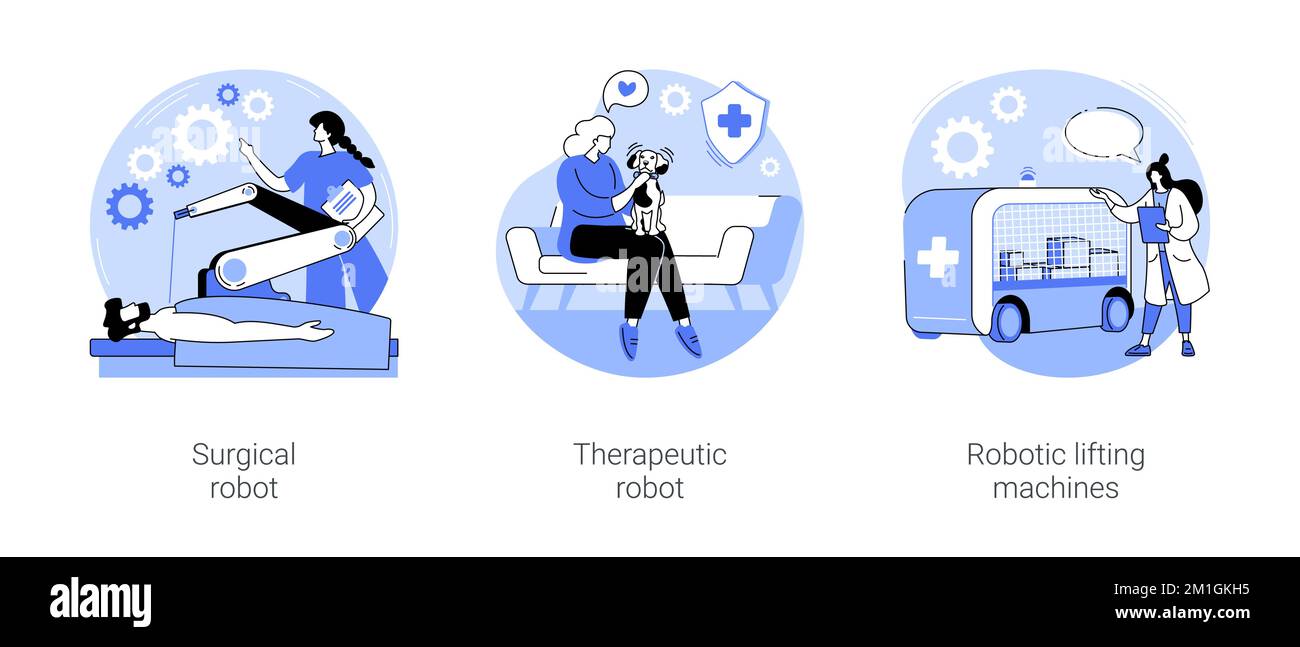 Health care robots isolated cartoon vector illustrations se Stock ...