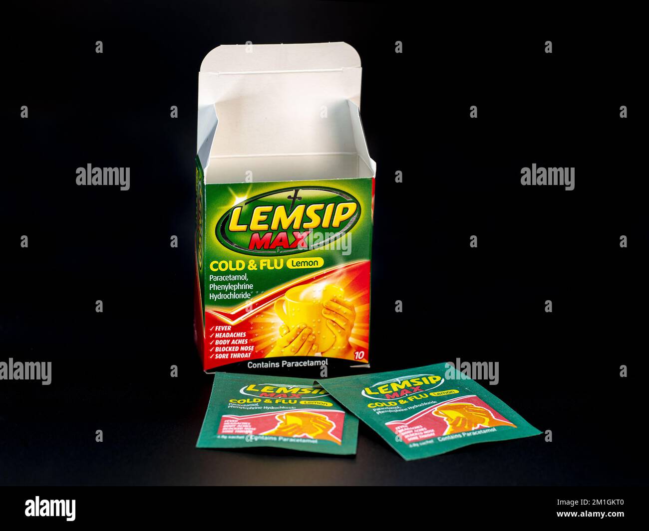 Box of Lemsip Max sachets which is taken to relieve the symptoms of ...