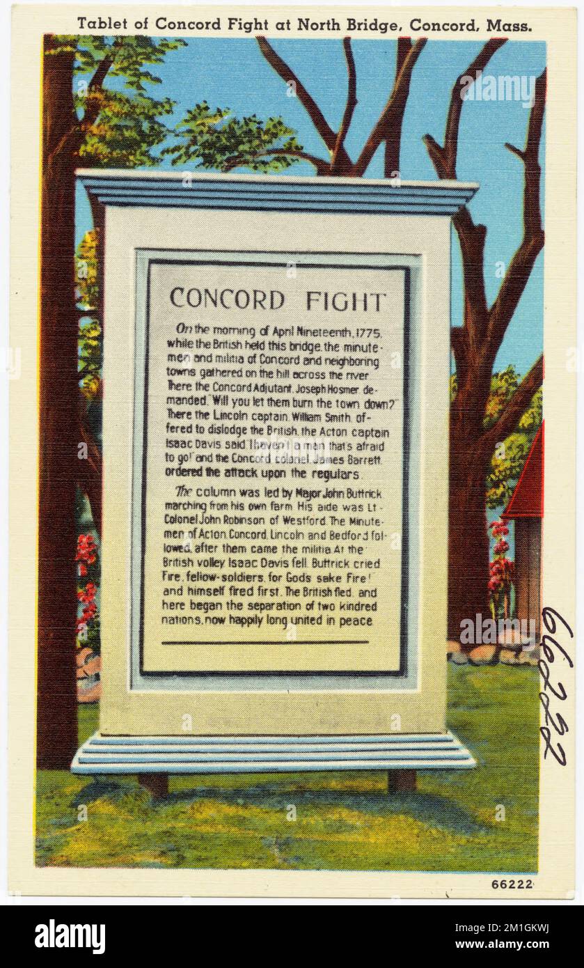 Tablet of Concord Fight at North Bridge, Concord, Mass. , Monuments ...