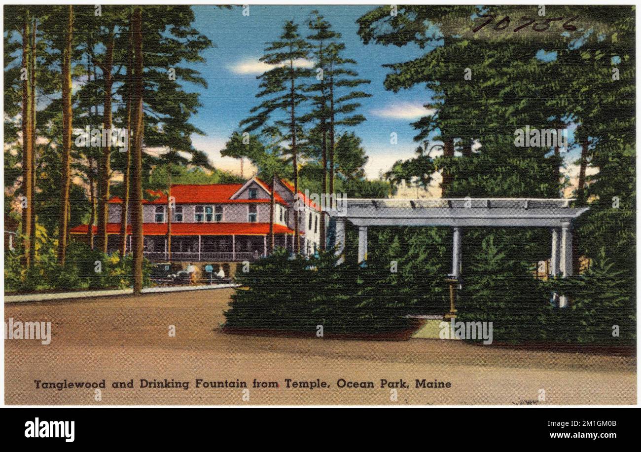 Tanglewood and drinking fountain from Temple, Ocean Park, Maine ...