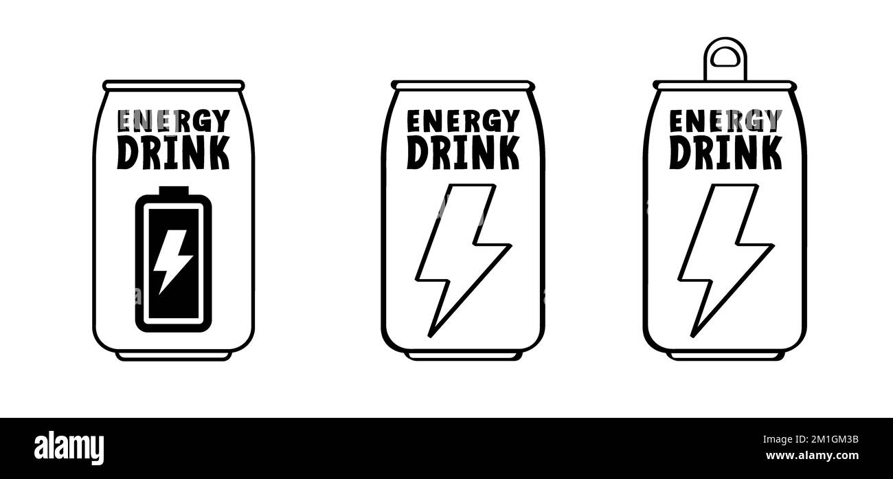 Drawing cartoon energy drink cans. power drink can. Energetic drink in ...