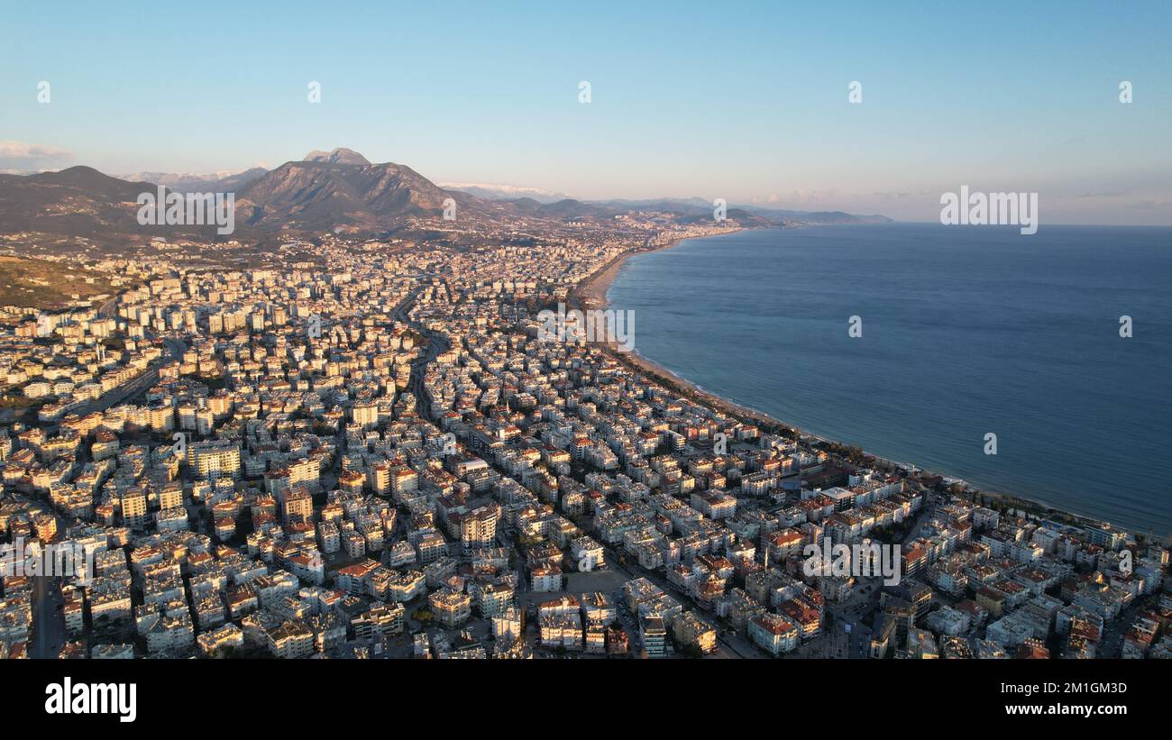 Aerial photo Bird's eye view of the city Seaside town and properties ...