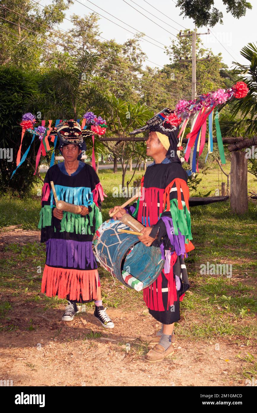Dress of ghost in Beun Duean Hok traditional of Phi Khon Nam Festival,dance of each community ...