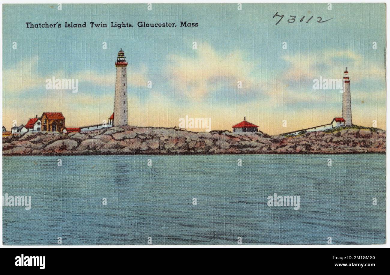 Thatcher's Island, Twin Lights, Gloucester, Mass. , Lighthouses ...