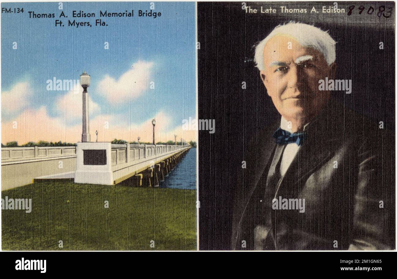 Thomas A. Edison Memorial Bridge Ft. Myers, Fla , Bridges, Tichnor ...