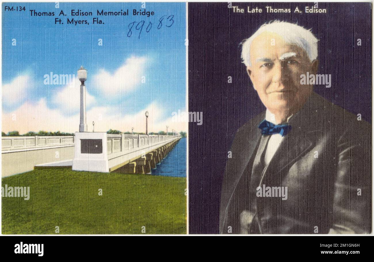 Thomas A. Edison Memorial Bridge Ft. Myers, Fla , Bridges, Tichnor ...