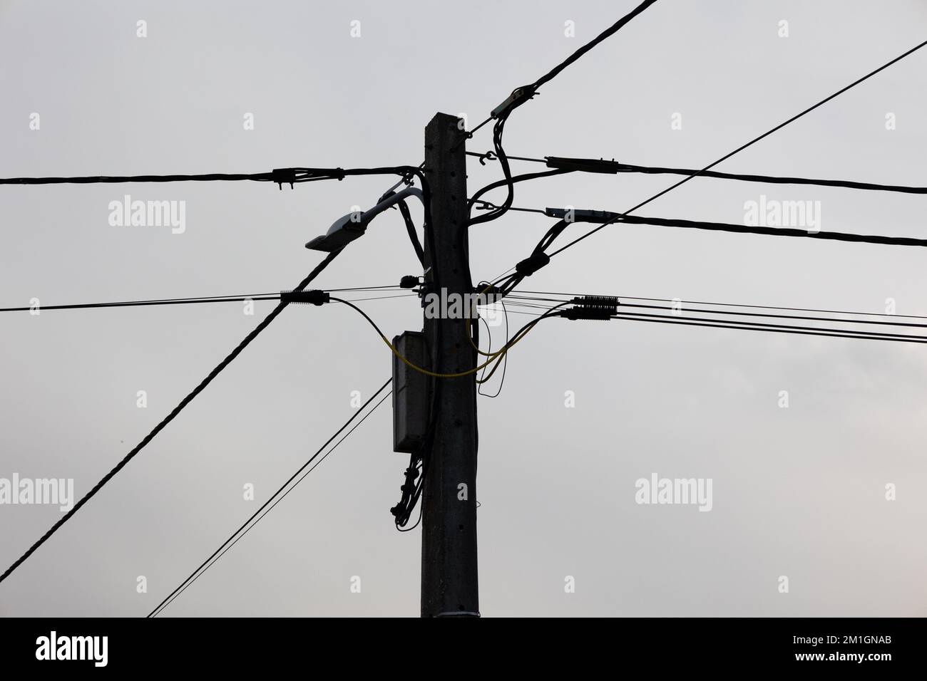 Telephone line on a telephone pole Stock Photo - Alamy