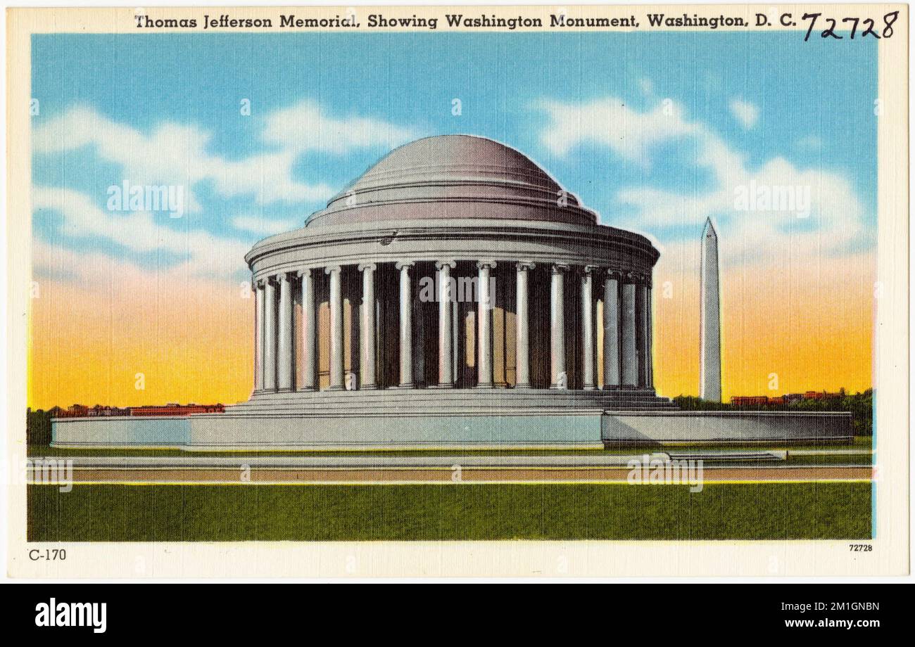 Thomas Jefferson Memorial, showing Washington Monument, Washington, D ...